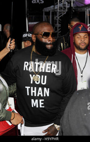Rick Ross arrives on the red carpet at the 60th Annual Grammy Awards ...