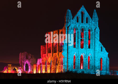 Whitby Abbey at night Stock Photo - Alamy