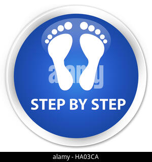 Step by step (footprint icon) isolated on 3d red round button abstract ...