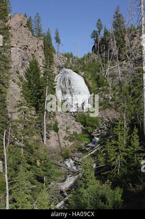 Wraith Falls in Yellowstone National Park, an iconic waterfall, is a ...