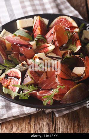 slice of ham on a blue plate with a gold rim from above Stock Photo - Alamy