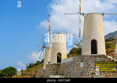 Valley of windmills on the island of Crete, Greece. Tourist places in ...