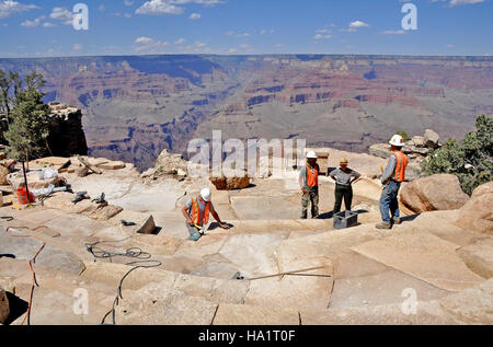 The construction of the Mather Point Amphitheatre at Grand Canyon ...