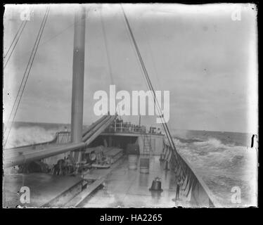 A historic cargo ship underway in the early 1900s, photographed from ...