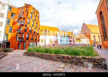 Central Riga square , st peter’s cathedral, Latvia Stock Photo - Alamy