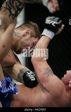 Renato 'Babalu' Sobral, left, fights David Heath at UFC 74 during a ...