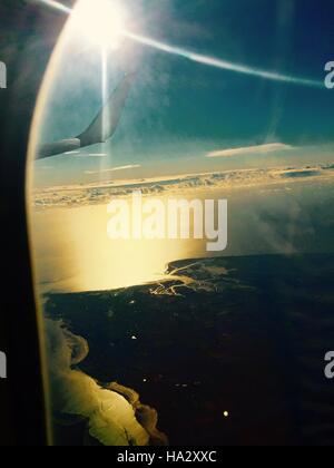 View from the window of the aircraft on the wing Stock Photo - Alamy