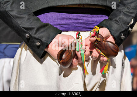 Spanish dancer with castanuelas instruments (castanets ) in his hands ...