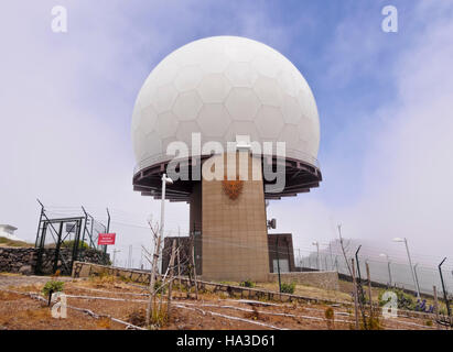 Portugal, Madeira, View of the observatory on top of the Pico do ...