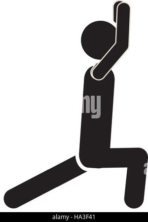 silhouette monochrome man squat icon vector illustration Stock Vector ...