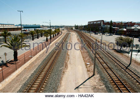 A Transperth railway train at Fremantle Station in Western Australia ...