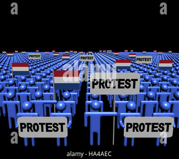 Crowd of people with signs and Netherlands flags illustration Stock ...