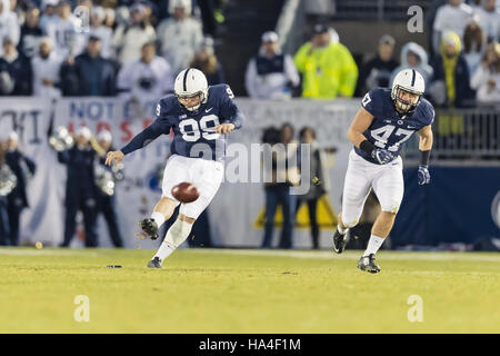 Penn State kicker Joey Julius (99) misses a PAT kick against Indiana on ...