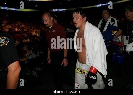 Kazuhiro Nakamura leaves the ring after losing to Lyoto Machida at UFC ...