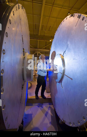 A scientist works at the DARHT facility at Los Alamos National ...
