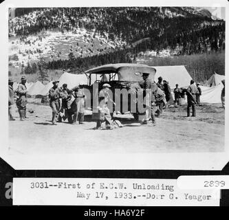 This historic photograph shows the Civilian Conservation Corps (CCC ...