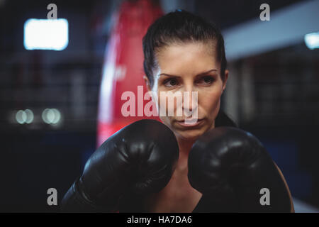 Confident female boxer performing boxing stance Stock Photo - Alamy