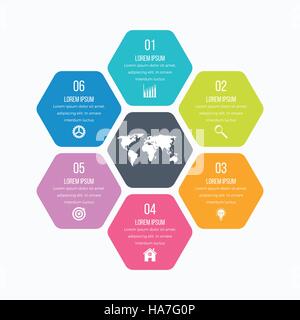 Vector illustration infographics six hexagons Stock Vector Image & Art ...
