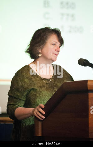 Deputy Secretary Dr. Kathleen Merrigan addresses the audience at a Veterans Day event in ...