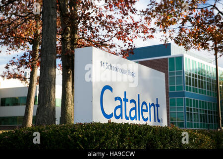A logo sign outside of the headquarters of Catalent, Inc., in Somerset ...