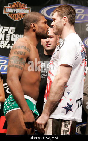 Quinton "Rampage" Jackson, left, and Forrest Griffin during the weigh ...