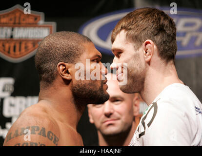 Quinton "Rampage" Jackson, left, and Forrest Griffin during the weigh ...