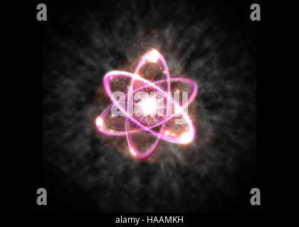 Close up of pink atomic particle background science 3D illustration ...