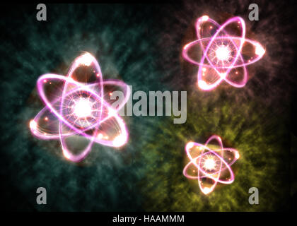 Close up of pink atomic particle background science 3D illustration ...