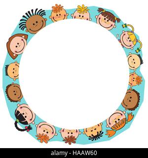 vector cartoon kids circle border frame background Stock Vector Image ...
