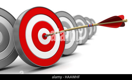 3d illustration of right target hit concept and best price sign Stock ...