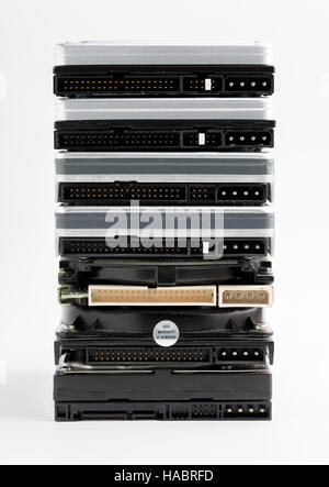 pile or stack of HDD, hard disk drives 3.5" high density standard ...