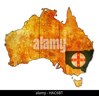 new south wales flag on map of australia with administrative divisions ...
