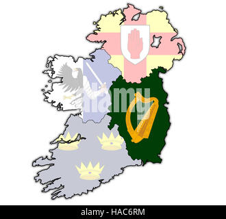 leinster with borders and flags of provinces on map of ireland Stock ...