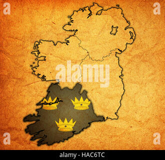 munster with borders and flags of provinces on map of ireland Stock ...