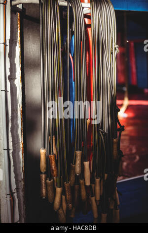 Skipping ropes in fitness studio Stock Photo - Alamy
