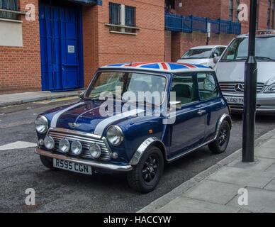 An Austin Mini with British Flag roof in London, England, UK Stock ...
