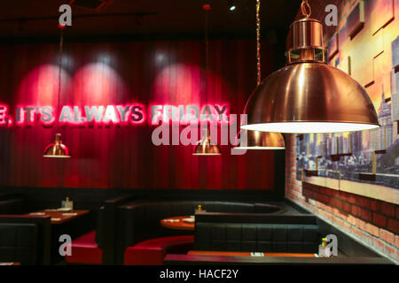 Interior of TGI Fridays restaurant and bar at Pavillion shopping mall ...