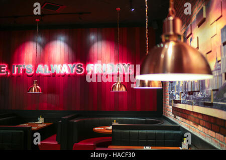 Interior of TGI Fridays restaurant and bar at Pavillion shopping mall ...