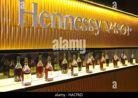 Hennessy liquor inside a elegant display cabinet Stock Photo - Alamy