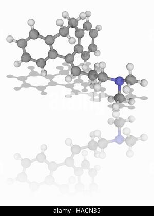 Amitriptyline. Molecular model of the antidepressant drug amitriptyline ...