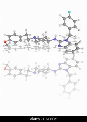Astemizole. Molecular model of the second-generation antihistamine drug ...