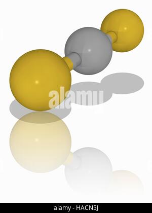 Carbon disulfide (CS2) molecule. Liquid used for fumigation and as ...