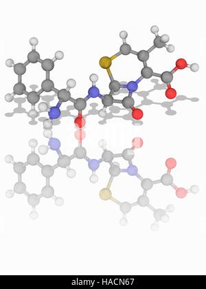 Cephalexin. Molecular model of the antibiotic drug cephalexin (C16.H17 ...
