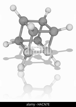 Cubane. Molecular model of the synthetic hydrocarbon cubane (C8.H8 ...