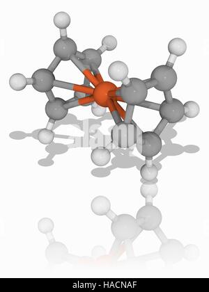 Ferrocene. Molecular model of the organometallic compound ferrocene ...