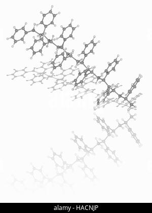 Polystyrene. Molecular model of the thermoplastic polymer polystyrene ...
