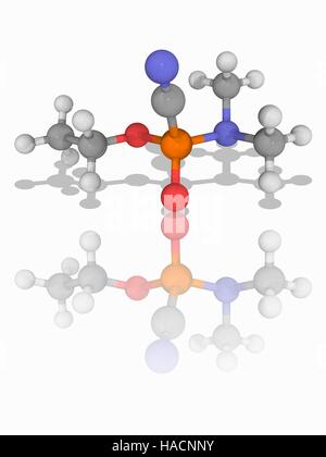 Tabun nerve agent, molecular model. Tabun is a chemical weapon Stock ...