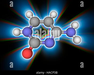 Guanine. Molecular model of the nucleobase guanine (C5.H5.N5.O). This ...