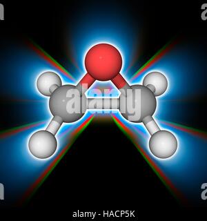Ethylene oxide (oxirane), molecular model. Ethylene is the simplest ...