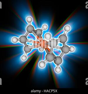 Ferrocene. Molecular model of the organometallic compound ferrocene ...